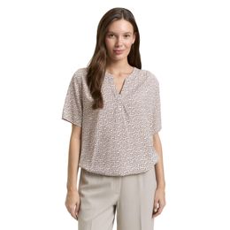 Tom Tailor Damen Klassische Blusesoft taupe geometric minimal, Gr. 42, gemustert, Web, Obermaterial: 100% Viskose, Blusen, mit All-Over Print