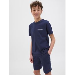 Jack & Jones Jungen T-Shirt "JACEVEREST SS TEE AND SHORTS SET W JNR"navy blazer pack:navy blazer shorts, Gr. 152, JACK & JONES JUNIOR, bedruckt, Single Jersey,