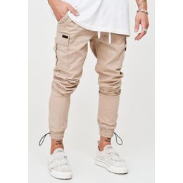 behype Damen Cargohose "YONAH", beige, Gr. 31, 97% Baumwolle, 3% Elasthan, Hosen, mit elastischem Bund