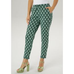 Damen Schlupfhose, gr&uuml;n, Gr. 48, Aniston SELECTED, Jacquardmuster, gepunktet, gestreift, Jersey, Obermaterial: 67% Polyester, 31% Viskose, 2%
