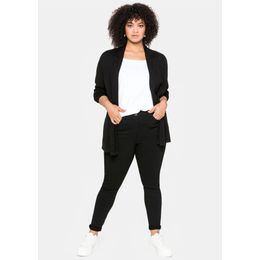 sheego Damen Strickjacke, schwarz, Gr. 40, unifarben, 100% Baumwolle, Strickjacken