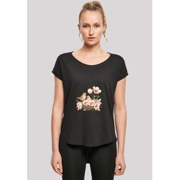 F4NT4STIC Damen T-Shirt "Vogelnest Blumen", schwarz, Gr. XS, Obermaterial: 100% Baumwolle, Shirts, Premium Qualit&auml;t