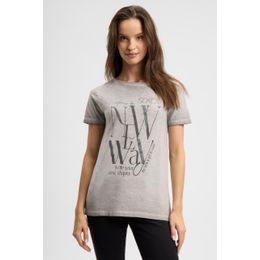 SOCCX Damen Rundhalsshirtfresh grau, Gr. XS, Glitzermuster, bedruckt, Web, Material: 100% Baumwolle, Shirts, aus Baumwolle
