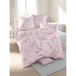 Bettw&auml;sche Biberna, rosa, Seersucker, 100% Baumwolle, Bettw&auml;sche