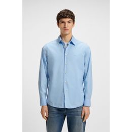 BOSS Orange Herren Langarmhemd "Relegant", blau, Gr. M, unifarben, Web, Obermaterial: 100% Baumwolle, Hemden, mit BOSS Stickerei
