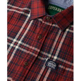 Superdry Herren Langarmhemd "L/S COTTON LUMBERJACK SHIRT"frontier check rot, Gr. XXL, kariert, Web, Obermaterial: 100% Baumwolle, Hemden
