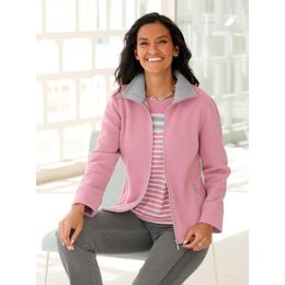 Casual Looks Damen Fleecejacke, rosa, Gr. 50, gemustert, mehrfarbig, unifarben, 100% Polyester, Jacken