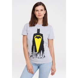 logoshirt Damen T-Shirt "Batman - Skyline", grau, Gr. XL, unifarben, 95% Baumwolle, 5% Elasthan, Shirts, mit Superhelden-Print