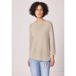 3/4-Arm-Shirt Street One, Damen, Gr. 34, cotton beige, Stoff, 76% Polyester, 19% Viskose, 5% Elasthan, unifarben, comfort fit normal, U-Boot-Ausschnitt, B&uuml;ndchen, Shirts 3/4-Arm-Shirt, mit 3/4 &Auml;rmeln