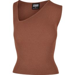 Tanktop Urban Classics "Urban Classics Damen Ladies Rib Knit Asymmetric Top", Damen, Gr. XL, terracotta, 35% Polyacryl, 35% Viskose, 30% Polyamid, unifarben, normal, Tops Tanktop