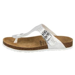 Lico Damen Pantolette "Zehenstegpantolette Bioline Stone", Gr. 40, silber, Synthetik, Schuhe