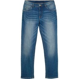 bonprix Kinder Slim-fit-Jeans, blau, Gr. 152, Obermaterial: 82% Baumwolle, 17% Polyester, 1% Elasthan, Jeans, mit verstellbarem Bund, 5-Pocket-Stil,