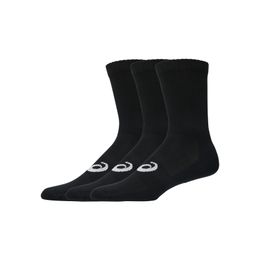 Laufsocken asics "3 PACK CREW SOCK", Damen, Gr. M (39/42), schwarz (performance schwarz), Obermaterial: 70% Baumwolle, 16% Nylon, 11% Polyester, 3% sonstige Fasern, Socken, mit spezieller D&auml;mpfung, mit Mesh-Knit-Gewebe