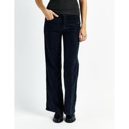 Stoffhose Gang "Gang Hosen Wide Fit 94AMELIE WIDE", Damen, Gr. 29, schwarz navy, Cord, 47% Lyocell, 41% Baumwolle, 11% Polyester, 1% Elasthan, Hosen Stoffhose