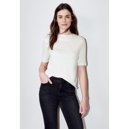 Rollkragenshirt STREET ONE STUDIO, Damen, Gr. 42, sanftes wei&szlig;, Web, 50% Baumwolle, 50% Modal, unifarben, Basic, normal normal, hoch geschlossener Ausschnitt, abgesteppt, Shirts, mit Turtleneck