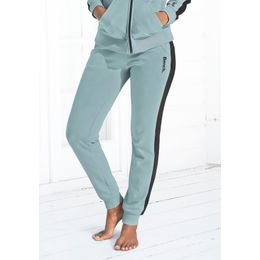 Damen Sweathose, BENCH. LOUNGEWEAR, Gr. 36, gr&uuml;n, Jersey, Obermaterial: 60% Baumwolle, 40% Polyester, unifarben mit Farbeinsatz, Hosen, mit