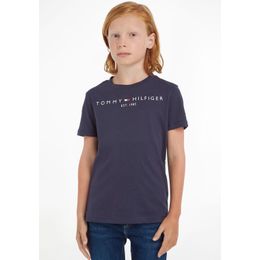 Tommy Hilfiger Jungen T-Shirt "ESSENTIAL TEE", blau, Gr. 6, bedruckt, Obermaterial: 100% Baumwolle, Shirts, Kinder Kids Junior MiniMe,f&uuml;r Jungen und