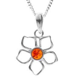 OSTSEE-SCHMUCK Damen Kette mit Anh&auml;nger "- Bl&uuml;te 17 mm - Silber 925/000 - Bernstein", 40, Silber 925 (Sterlingsilber), silber, Silber 925