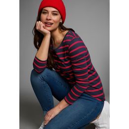 AJC Damen Langarmshirt, bunt, Gr. 32, gestreift, Jersey, Obermaterial: 100% Baumwolle, Shirts, im casual Stil, mit Rundhalsausschnitt mit Blende,