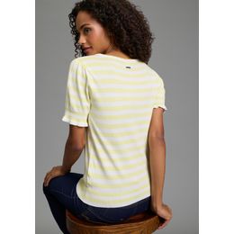 Kangaroos Damen Kurzarmpullover, gelb, Gr. 36, Feinstrick, Obermaterial: 70% Viskose, 30% Polyamid, Pullover, Mit Rundhalsausschnitt, Kurzarm,