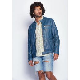 Maze Herren Lederjacke "181Berwick", blau, Gr. M, Obermaterial: 100% Lammleder. Futter: 100% Baumwolle. &Auml;rmelfutter: 100% Polyester, Jacken