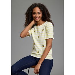 Kangaroos Damen Kurzarmpullover, gelb, Gr. 32, Feinstrick, Obermaterial: 70% Viskose, 30% Polyamid, Pullover, Mit Rundhalsausschnitt, Kurzarm,