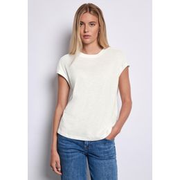 Damen T-Shirt, wei&szlig;, Gr. 46, STREET ONE STUDIO, unifarben, Web, 50% Modal, 50% Baumwolle, Shirts, mit Rundhalsausschnitt