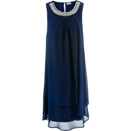 bonprix Damen Chiffonkleid, blau, festlich, Gr. 46, Obermaterial: 100% Polyester. Futter: 100% Polyester, Kleider, festliches Kleid, mit