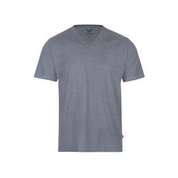 TRIGEMA Damen T-Shirt "TRIGEMA V-Shirt DELUXE Baumwolle", grau, Basic, Gr. M, Single Jersey, 100% Baumwolle, Shirts