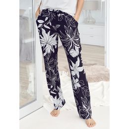 Lascana Damen Schlafhose, Gr. 40, bunt, Single Jersey, Obermaterial: 50% Baumwolle, 50% Viskose, gebl&uuml;mt, Hosen, mit floralem Druck