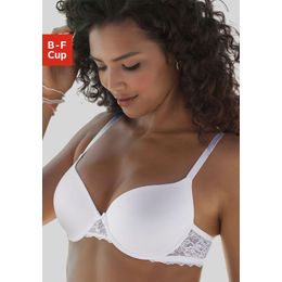 Lascana Damen Schalen-BH, Gr. 85, wei&szlig;, Spitze, Obermaterial: 86% Polyamid, 8% Polyester, 6% Elasthan, BHs, mit B&uuml;gel und h&uuml;bschem Spitzenr&uuml;cken,