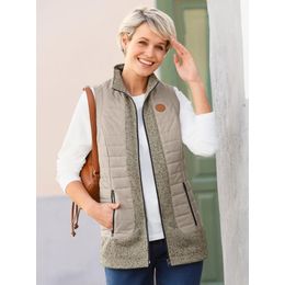 Classic Basics Damen Steppweste, beige, Gr. 54, gemustert, mehrfarbig, 100% Polyester, Westen