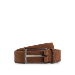 BOSS Herren Lederg&uuml;rtel "Calindo", braun, Gr. 85, Leder, G&uuml;rtel, aus Veloursleder mit Logo-Schliesse aus Metall