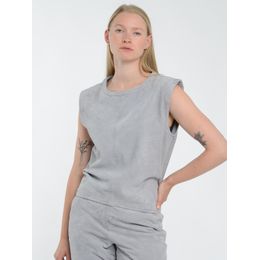 Jagger & Evans JAGGER & EVANS Damen Shirttop "42021275", grau, Gr. XL, Obermaterial: 100% Ziegenveloursleder; Innenseite: 100% Ziegenveloursleder, Tops