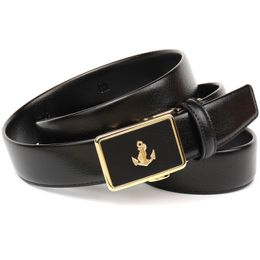 Anthoni Crown Herren Lederg&uuml;rtel, schwarz, Gr. 95, unifarben, Leder, G&uuml;rtel, Lederg&uuml;rtel mit goldfarbenem Anker-Logo