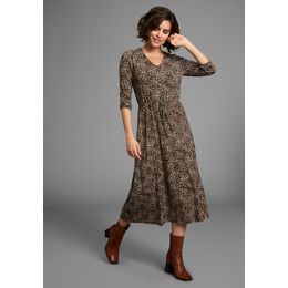Laura Scott Damen Midikleid, schwarz, Gr. 38, gemustert, Jersey, Obermaterial: 95% Viskose, 5% Elasthan, Kleider, im Leoparden-Print aus Single Jersey
