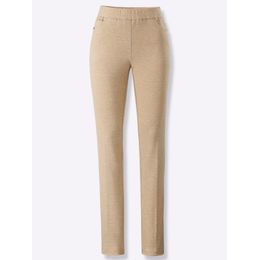 Stehmann Damen Jerseyhose, beige, Gr. 40, unifarben, 60% Polyester, 32% Viskose, 7% Polyamid, 1% Elasthan, Hosen