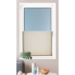Plissee Kutti, B:70cm H:140cm, beige, Obermaterial: 100% Polyester, Badezimmer, Plissees, "Brisa", Klemmfix, Sichtschutz, blickdicht, einfarbig,