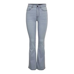 Noisy may Damen Bootcut-Jeans "NMSALLIE HW SKINNY FLAR VI515LB FWD NOOS", blau, Gr. 29, unifarben, Denim/Jeans, Obermaterial: 75% Baumwolle, 18%