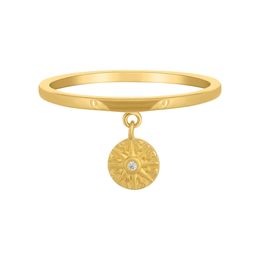 CAI CA&Iuml; Damen Fingerring "925 Silber Anh&auml;nger M&uuml;nze vergoldet Sonne Zirkonia", 058 (18,5), Silber 925 (Sterlingsilber), gelb, Silber 925
