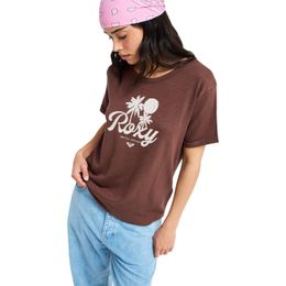 T-Shirt Roxy "Oceanwave Regular Slub", Damen, Gr. XS, braun (french roast), Obermaterial: 60% Baumwolle, 40% Polyester., Shirts T-Shirt