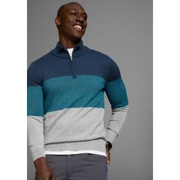 MAN'S WORLD MAN'S WORLD Herren Troyer "Bis Gr&ouml;&szlig;e 5 XL", blau, Gr. S, Strick, Obermaterial: 50% Baumwolle, 50% Polyacryl, Pullover, mit Blockstreifen