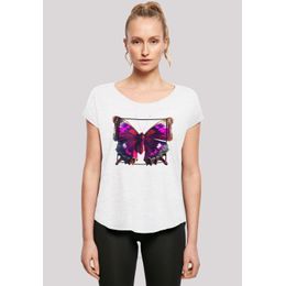 F4NT4STIC Damen T-Shirt "Pink Schmetterling LONG TEE", wei&szlig;, Gr. S, Obermaterial: 100% Baumwolle, Shirts, Print