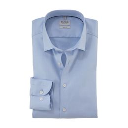 OLYMP Herren Businesshemd "Level Five body fit", blau, Gr. 42, Web, Obermaterial: 97% Baumwolle, 3% Elastolefin, Hemden, mit modischer Struktur