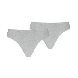 Puma Damen String "Puma WOMEN INVISIBLE COTTON STRINGS 2P", Gr. L, grau, Jersey, Obermaterial: 88% Baumwolle, 12% Elasthan, Unterhosen, nahtlose