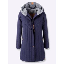 Casual Looks Damen Steppjacke, blau, Gr. 48, gemustert, mehrfarbig, unifarben, 100% Polyester, Besatz:100% Polyester, Jacken