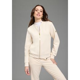 Bruno Banani Damen Sweatjacke, beige, Gr. 48, Strukturmuster, Jersey, Obermaterial: 95% Polyester, 5% Elasthan, Sweatjacken, im l&auml;ssigen