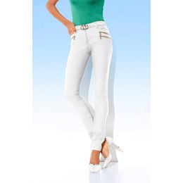 Heine Damen Stretch-Hose, wei&szlig;, Gr. 42, unifarben, 48% Baumwolle, 45% Polyester, 7% Elasthan, Miedereinsatz:15% Elasthan, 85% Polyamid, Hosen