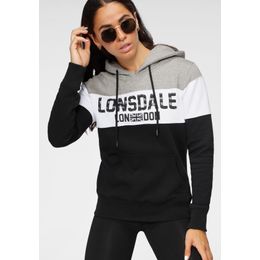 Lonsdale Damen Kapuzensweatshirt "PENBRYN", schwarz-wei&szlig;, Gr. XS, unifarben, angeraute Sweatware, Obermaterial: 80% Baumwolle, 20% Polyester,