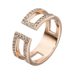Jobo Damen Fingerring, 58, Silber 925 (Sterlingsilber), rosa, Silber 925 (Sterlingsilber), Fingerringe, 925 Silber ros&eacute;gold vergoldet mit Zirkonia